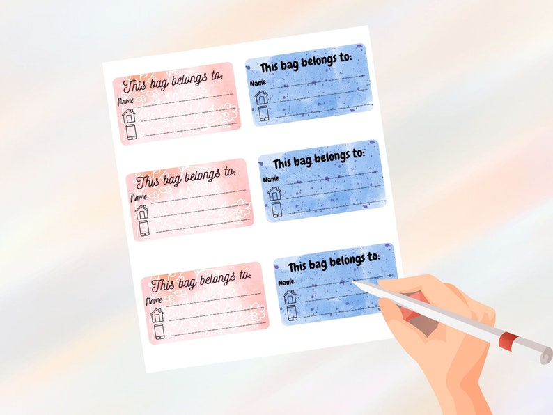 Printable Baggage Tags for Travel, Vacations, Storage. Print, Fill Out ...