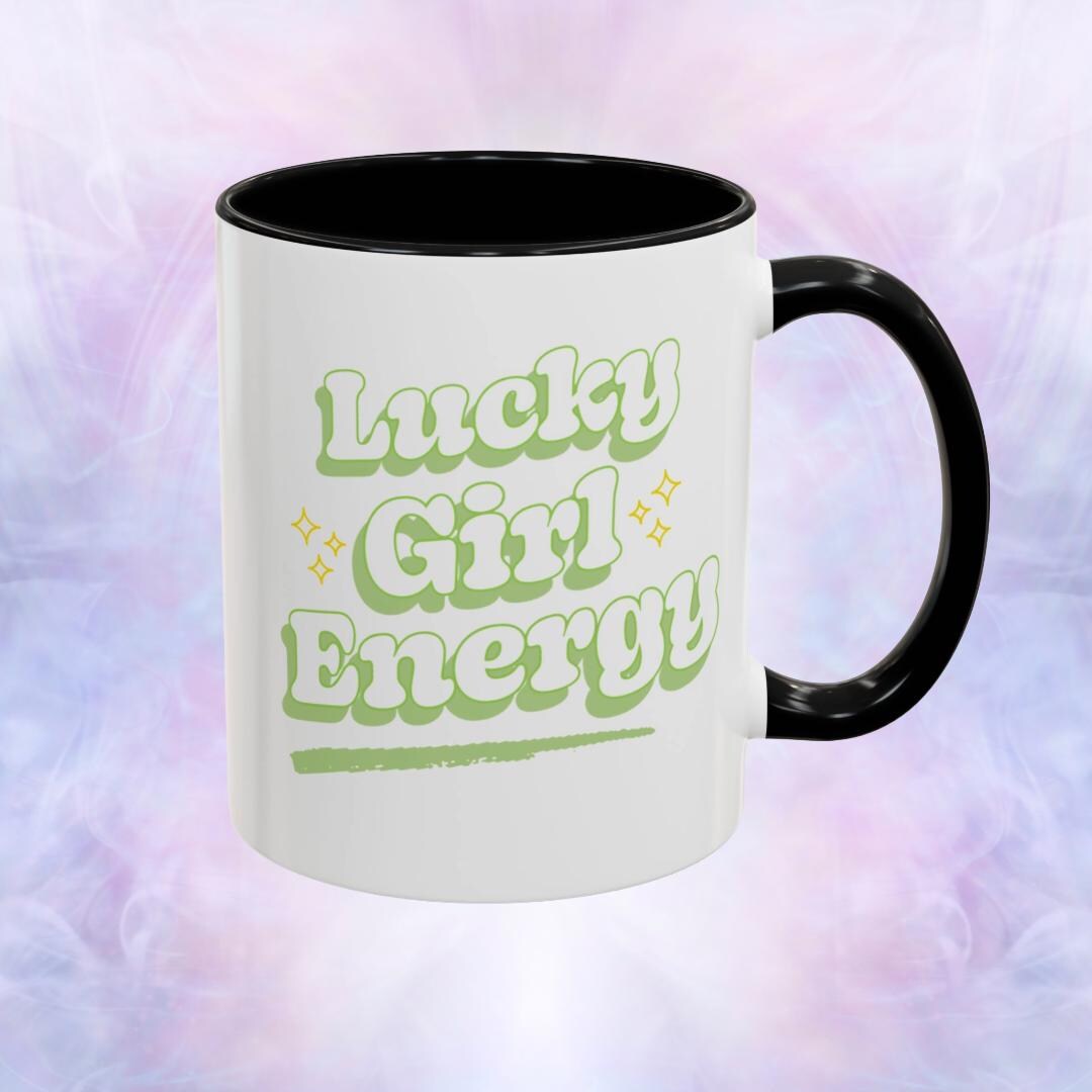 Lucky Girl Energy Coffee Mug: Positive Mantra, Vibrant Ceramic - Etsy