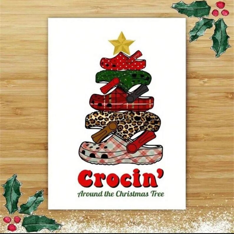 Crocin Around the Christmas Tree Multiple Crocs Christmas Card FREE ...