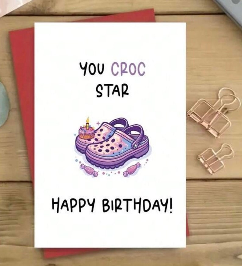 Croc Star Birthday Card - Etsy
