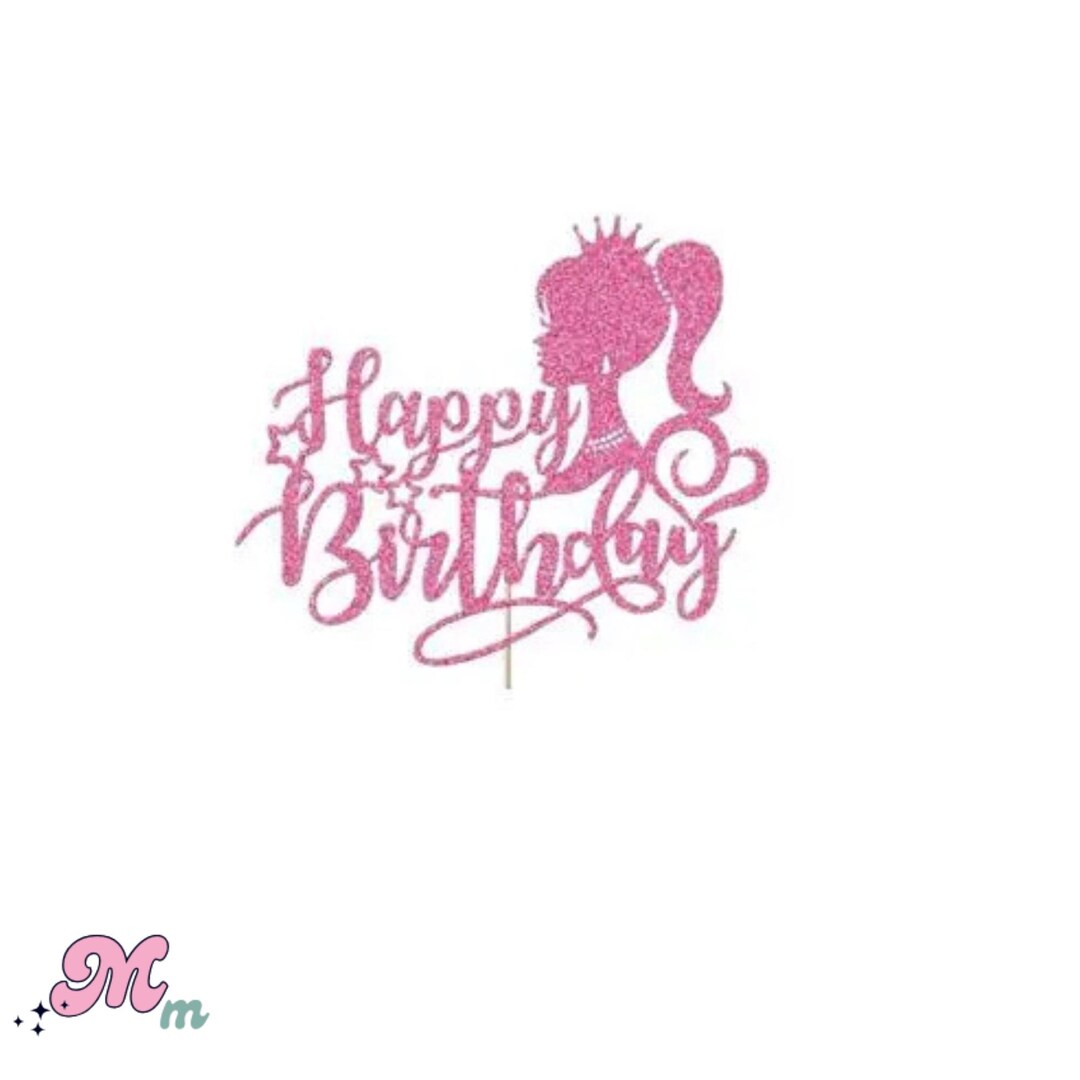 Pink Glitter Barbie Birthday Cake Topper: Princess Party Decor - Etsy UK