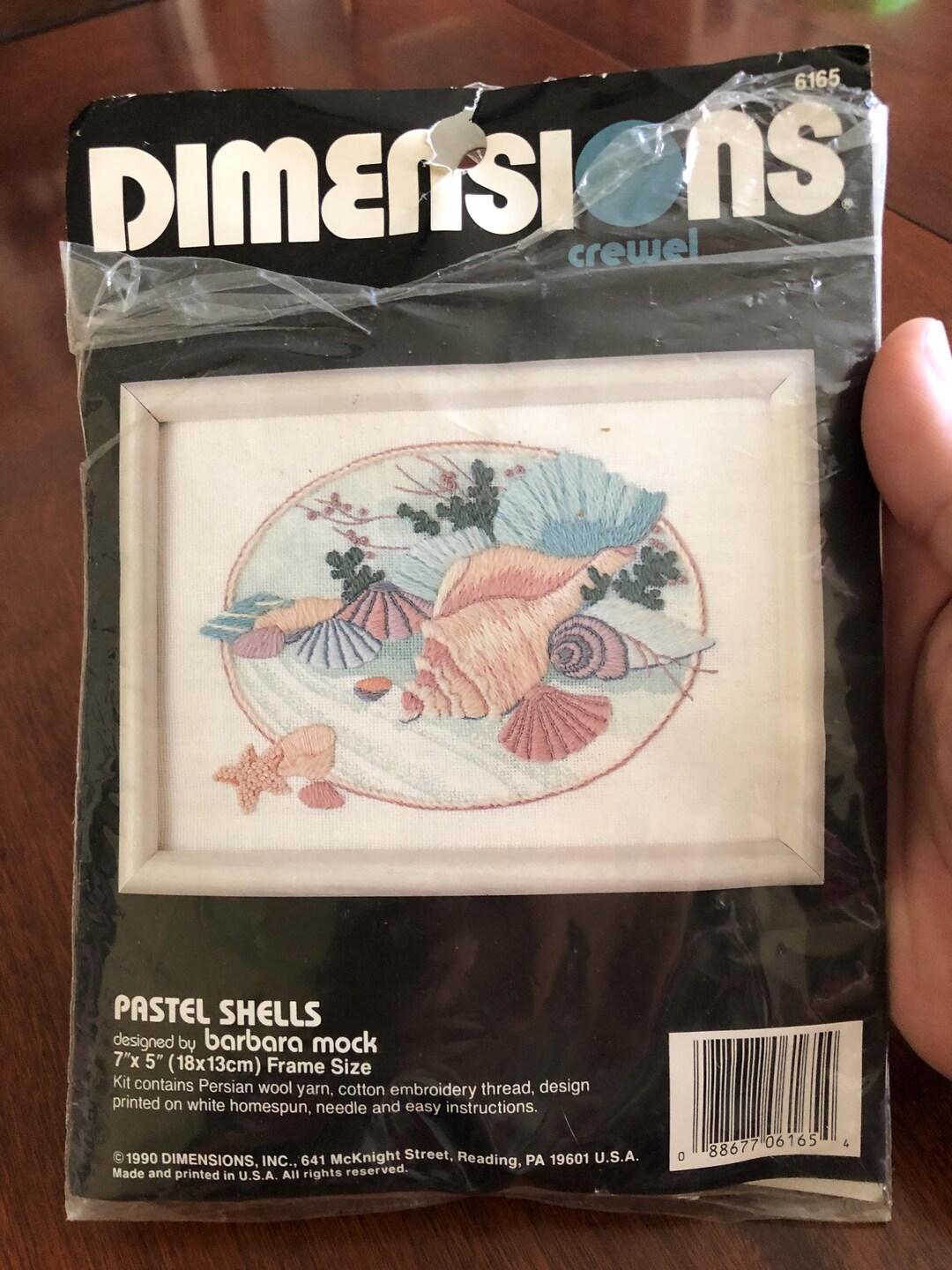 90s Crewel Needlework Kit by Dimensions Pastel Shells | Finished 5" X 7 ...