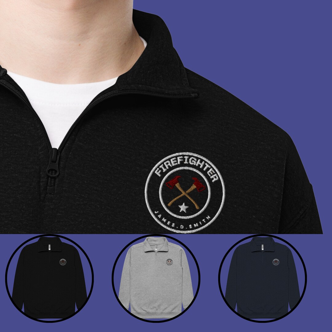 Firefighter Quarter Zip Unisex, Fleece Pullover, Embroidered Fleece ...