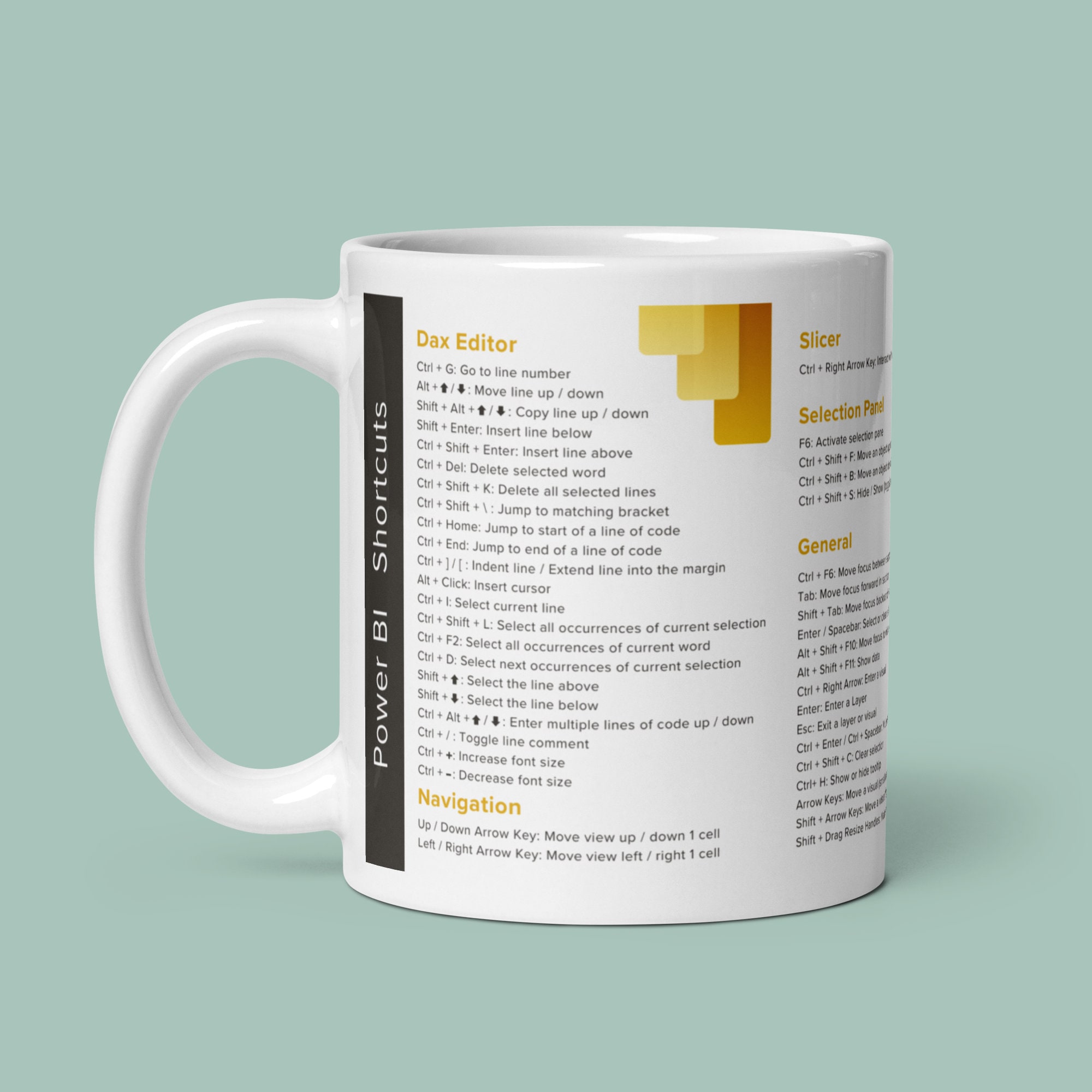 Powerbi Keyboard Shortcuts Mug | Powerbi | Coworker Gifts | Office | Keyboard Shortcuts | Gift ...
