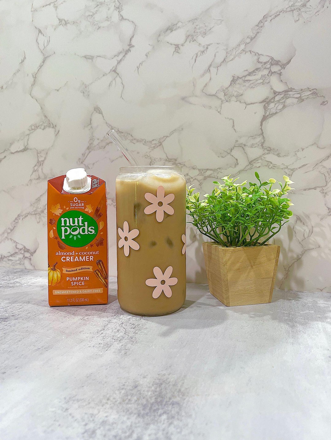 Smoothie Flower Glass Cups With Lids - Etsy