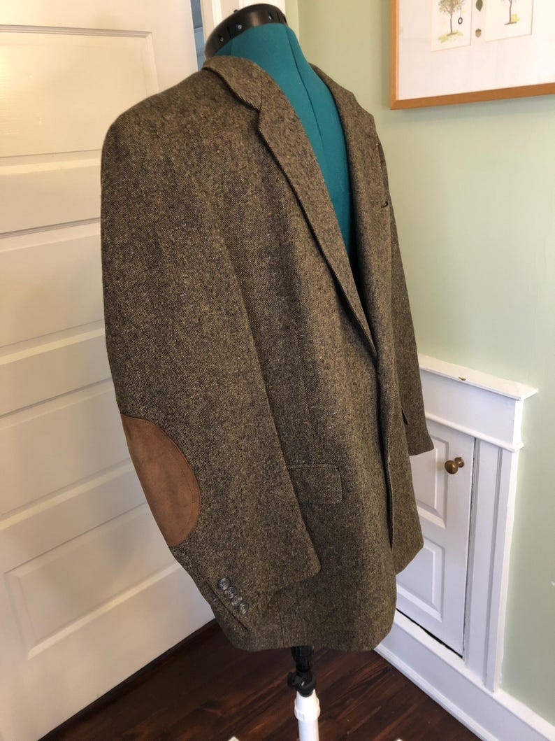 80s Brown Wool Tweed Sport Coat With Inset Pockets and Suede Elbow ...
