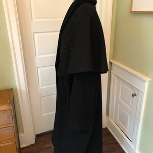 80s Black Wool Long Sleeved Dress Coat With Black Velvet Shawl Collar ...