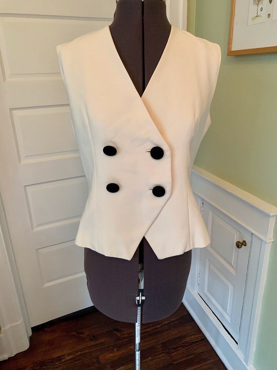 Ilie Wacs Off-white Knit Vest With Double Breasted Black - Etsy