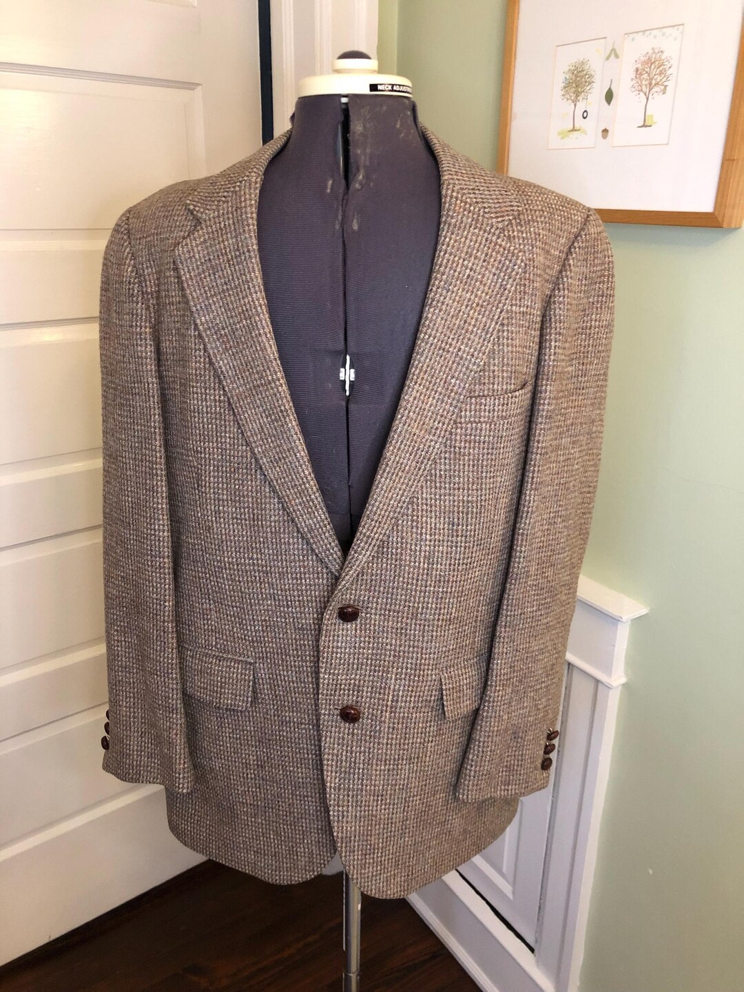 50s 60s Genuine Harris Tweed Brown Scottish Wool Sport Jacket or Blazer ...