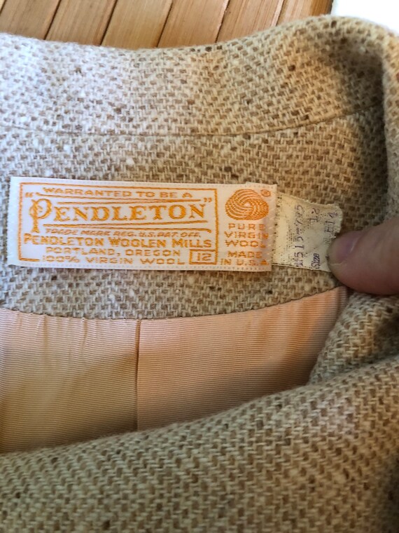 70s Pendleton Tan Tweed Wool Suit Set of Blazer with … - Gem