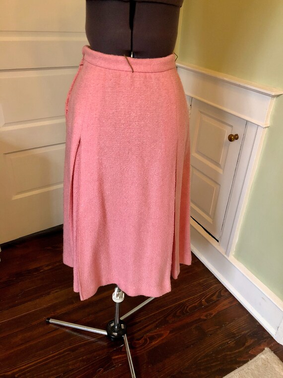 60s Pink Wool Inverted Pleat Skirt by Majestic | Size… - Gem
