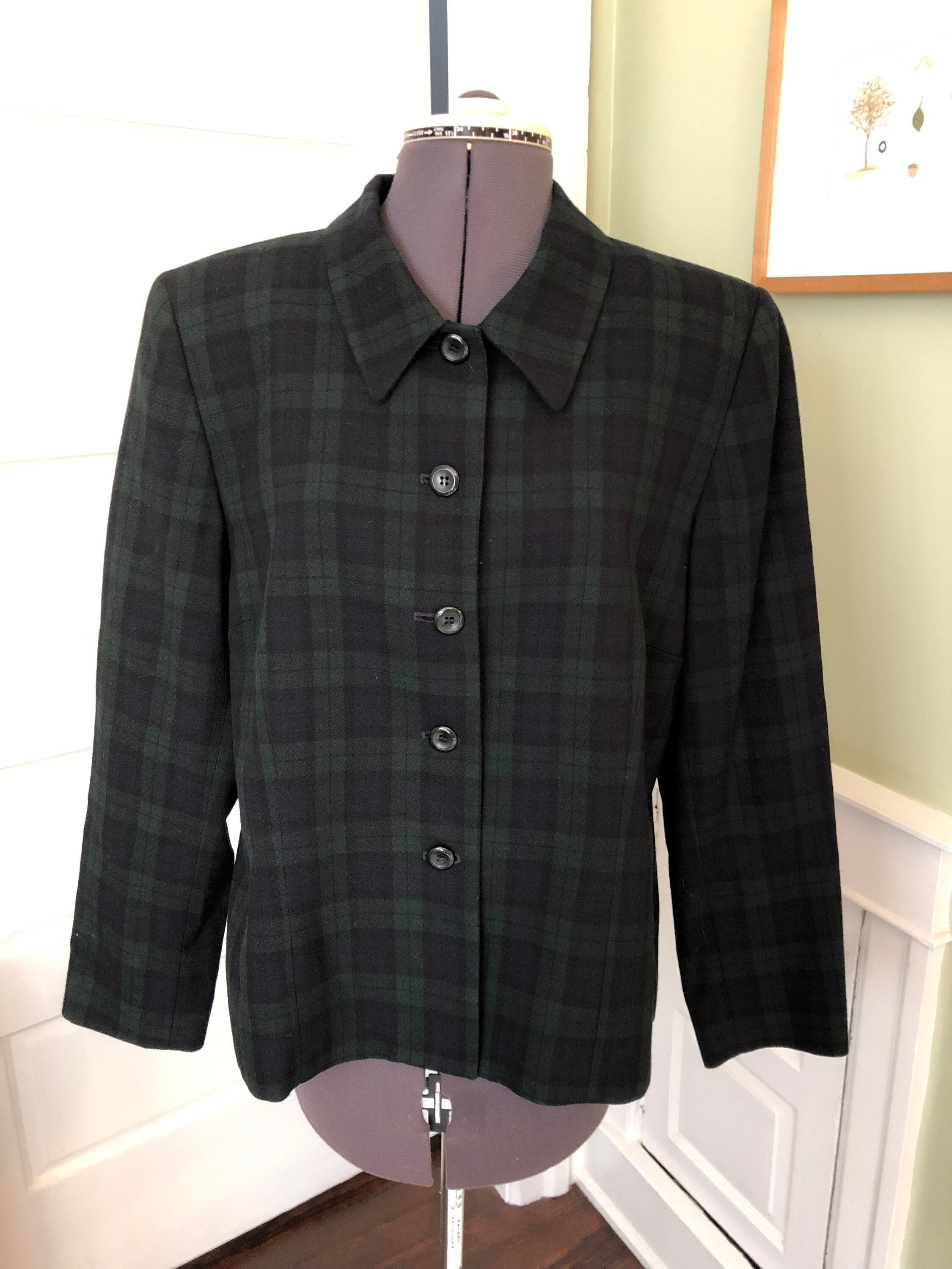 Y2K 1990s Pendleton Navy and Forest Green Virgin Wool Crepe ...