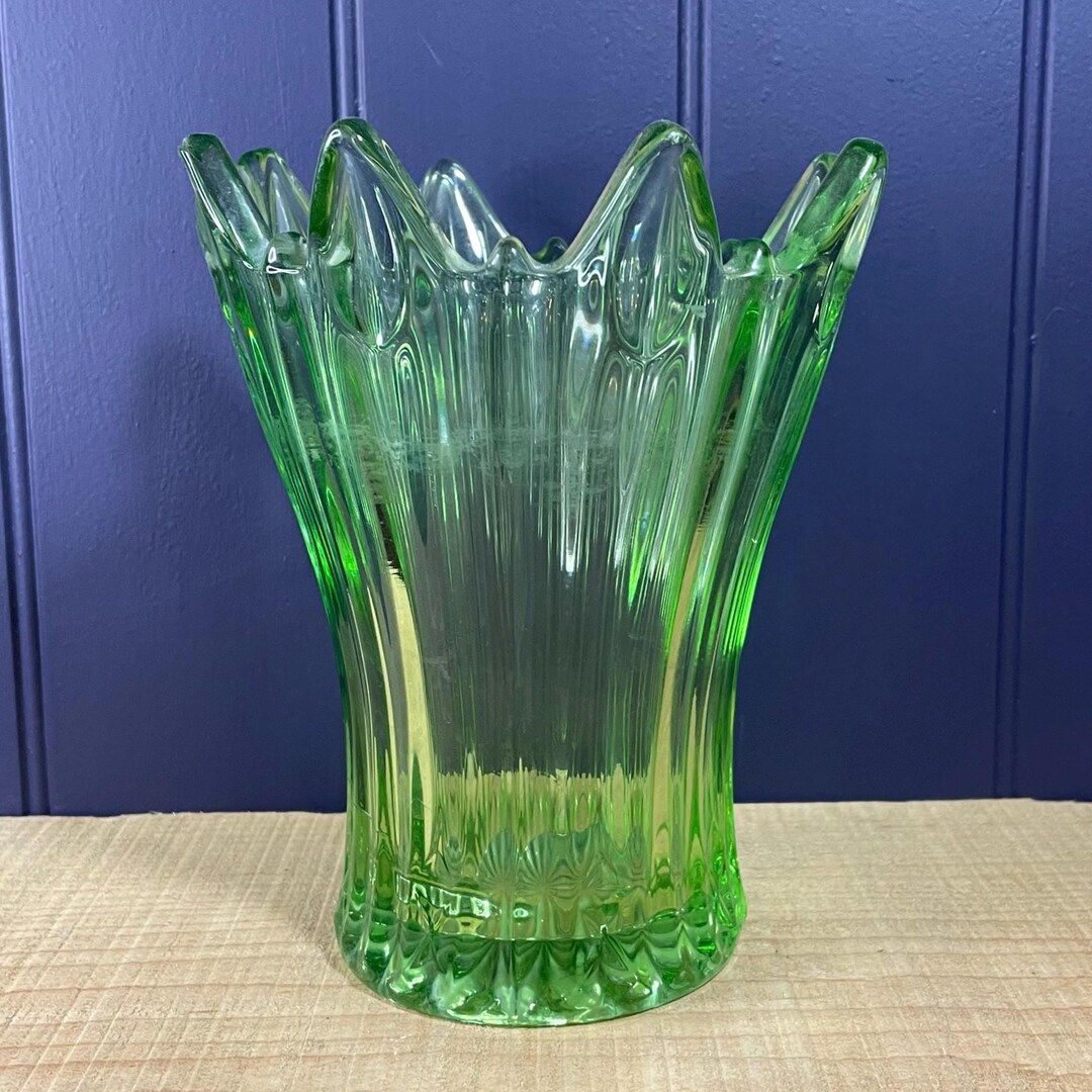 Vintage Sowerby Green Pressed Glass Celery Vase - Etsy