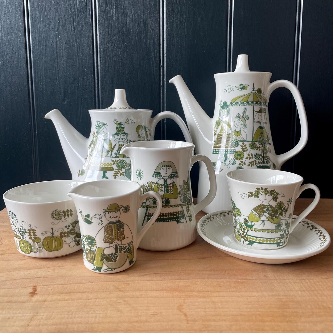 Vintage Figgjo Flint 'market' Tea Set: Norwegian MCM Turi Design - Etsy