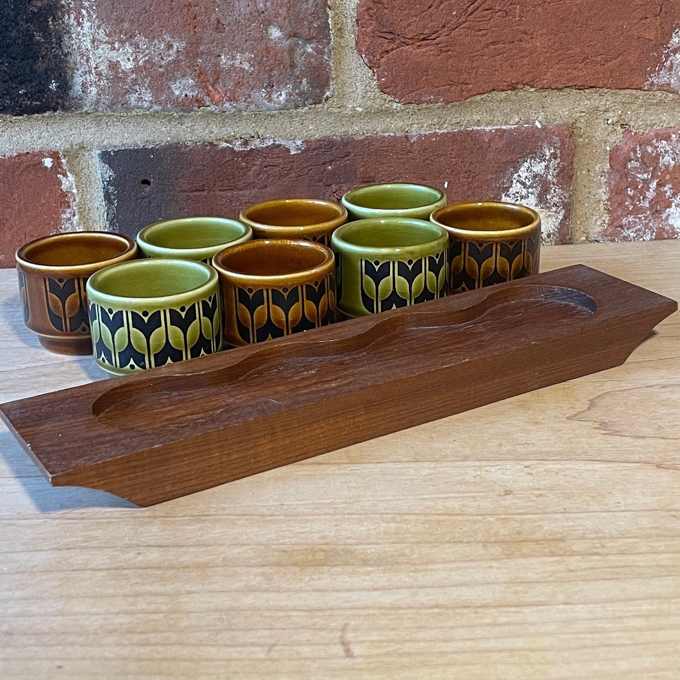Hornsea Vintage Heirloom Egg Cups in Green and Brown - Etsy UK