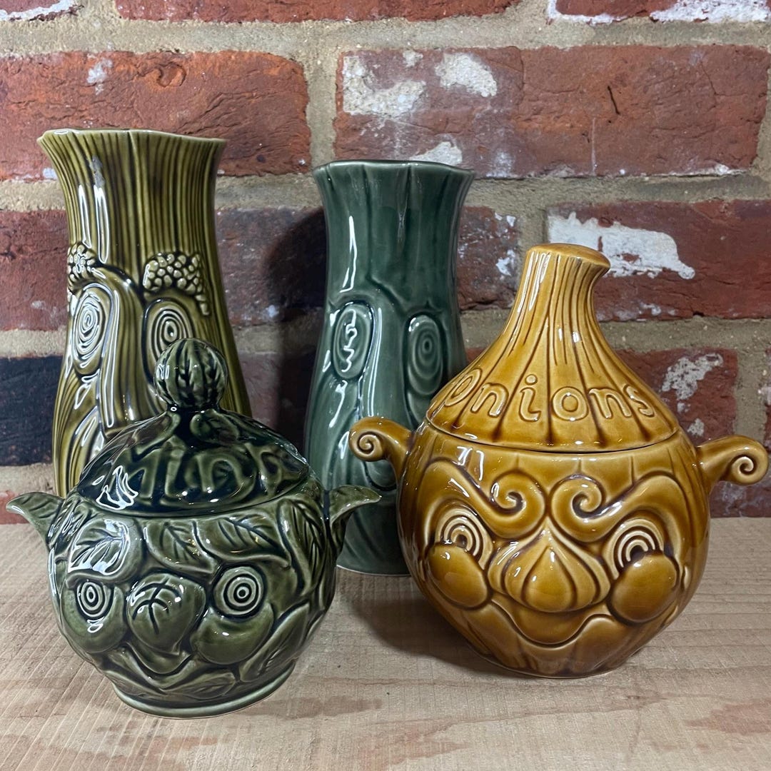 Fabulous Vintage ‘face’ Pots | Striking Design | Collectable | Onions ...