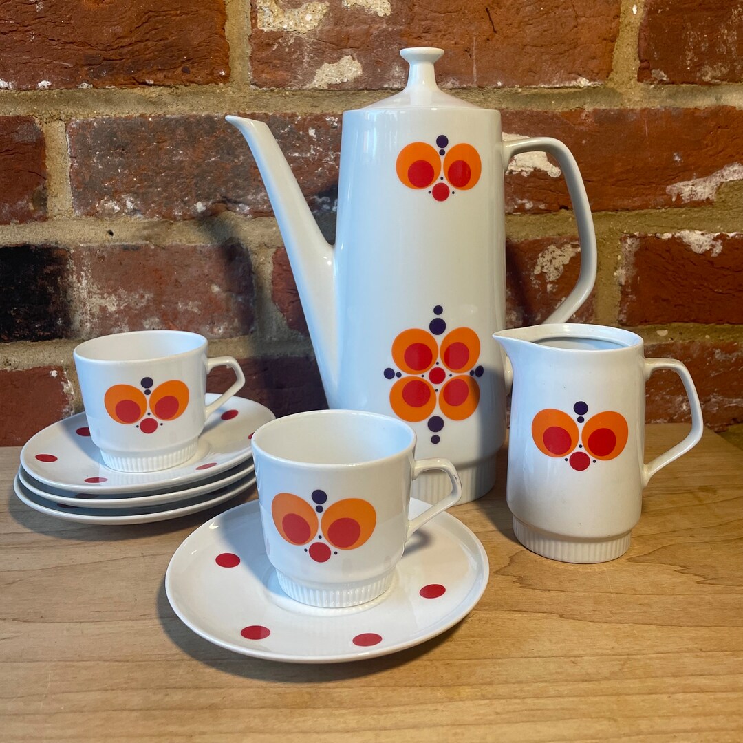 1970s East German Porcelain Coffee Set: Retro Geometric Design - Etsy