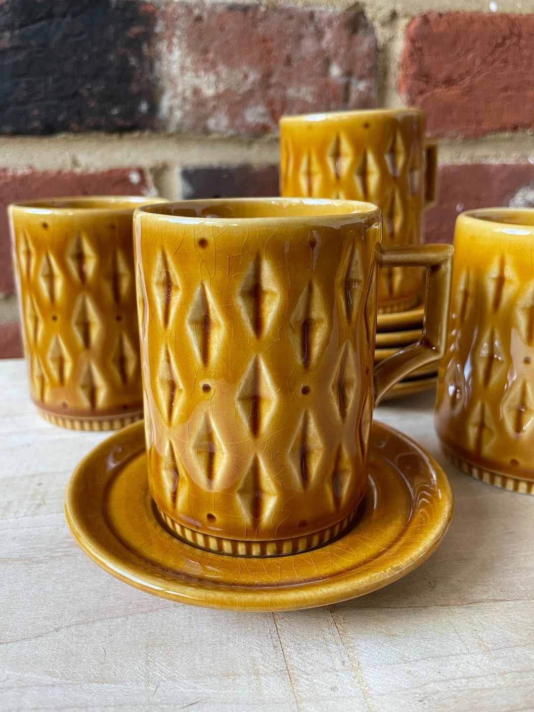 Vintage 70s Eastgate Pottery Tableware: Golden Caramel Retro Design ...