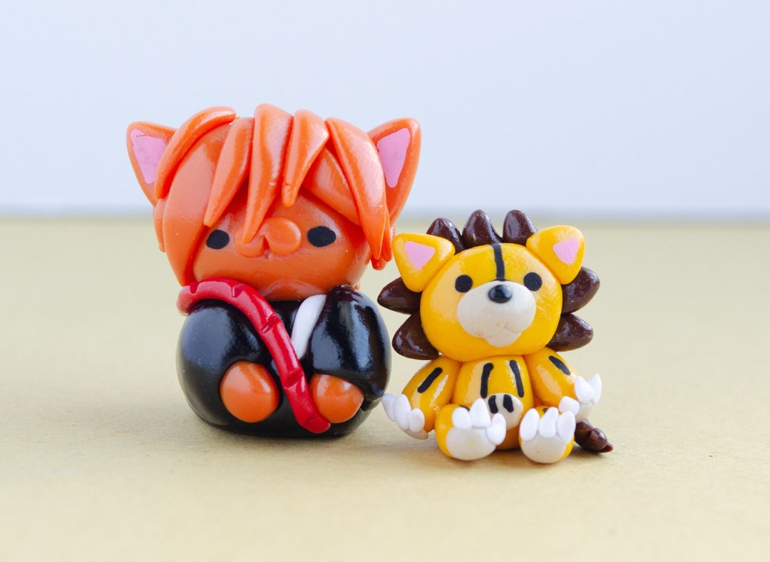 Handmade Polymer Clay Figurine B Substitute Kitty & Companion - Etsy