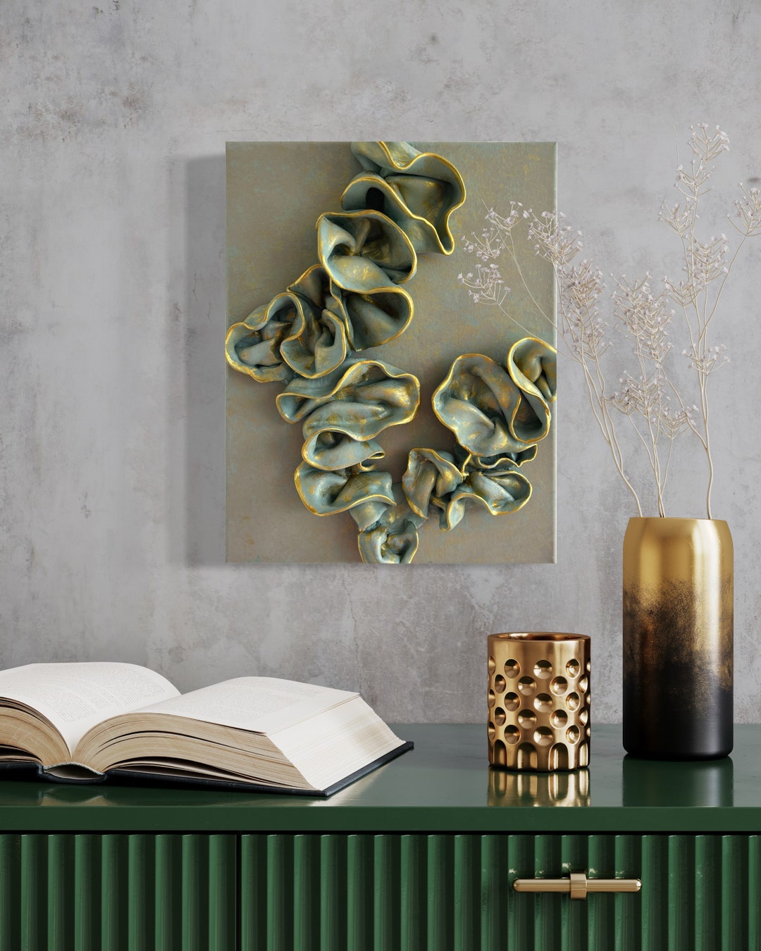 Mixed Media Abstract Painting Wall Decor Clay Art Acrylic - Etsy