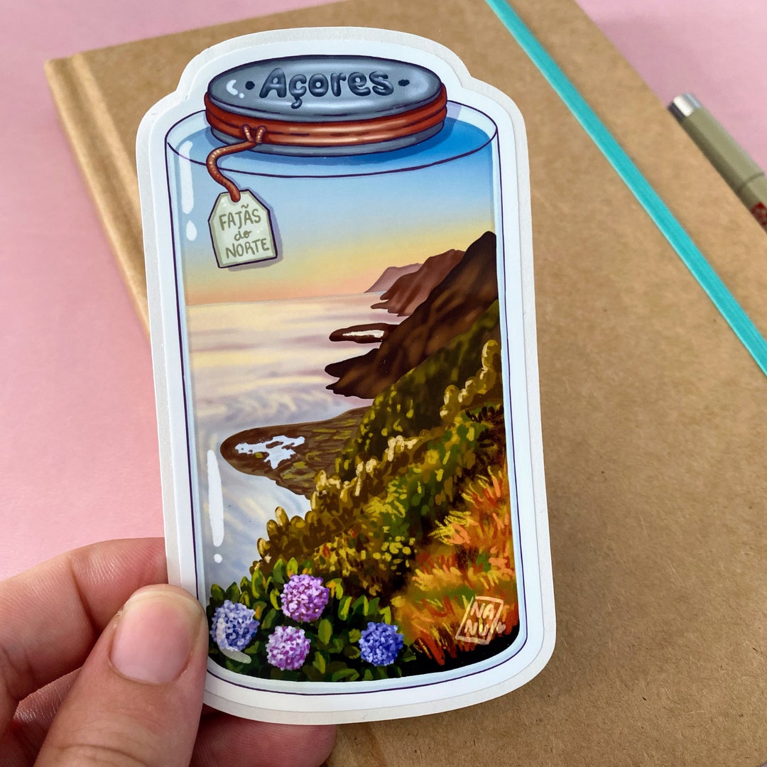 Fajãs of São Jorge Sticker From Azores São Jorge Bottled Illustration ...
