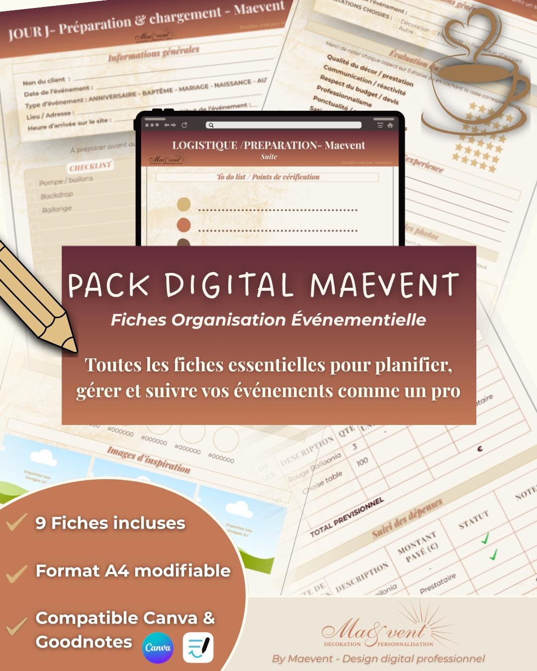 PRO Event Pack - 9 Event Planning Sheets | Editable Canva + Digital and ...