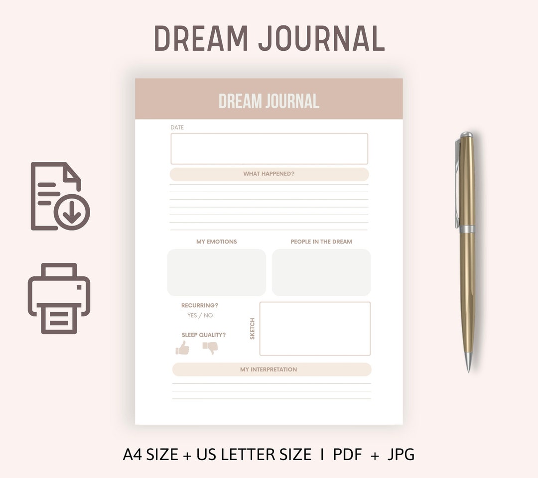 Printable Dream Journal, Dream Tracker, Printable Dream Page, Dream ...