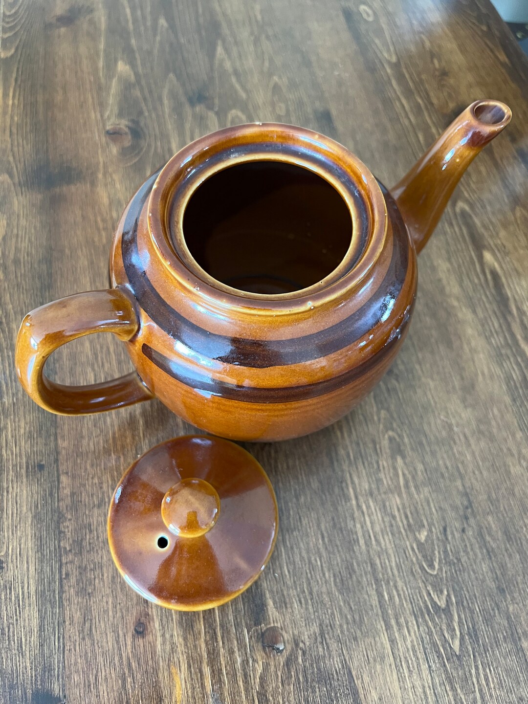 Vintage Round Single Serving Teapot Brown Betty Style Mini Tea Pot ...