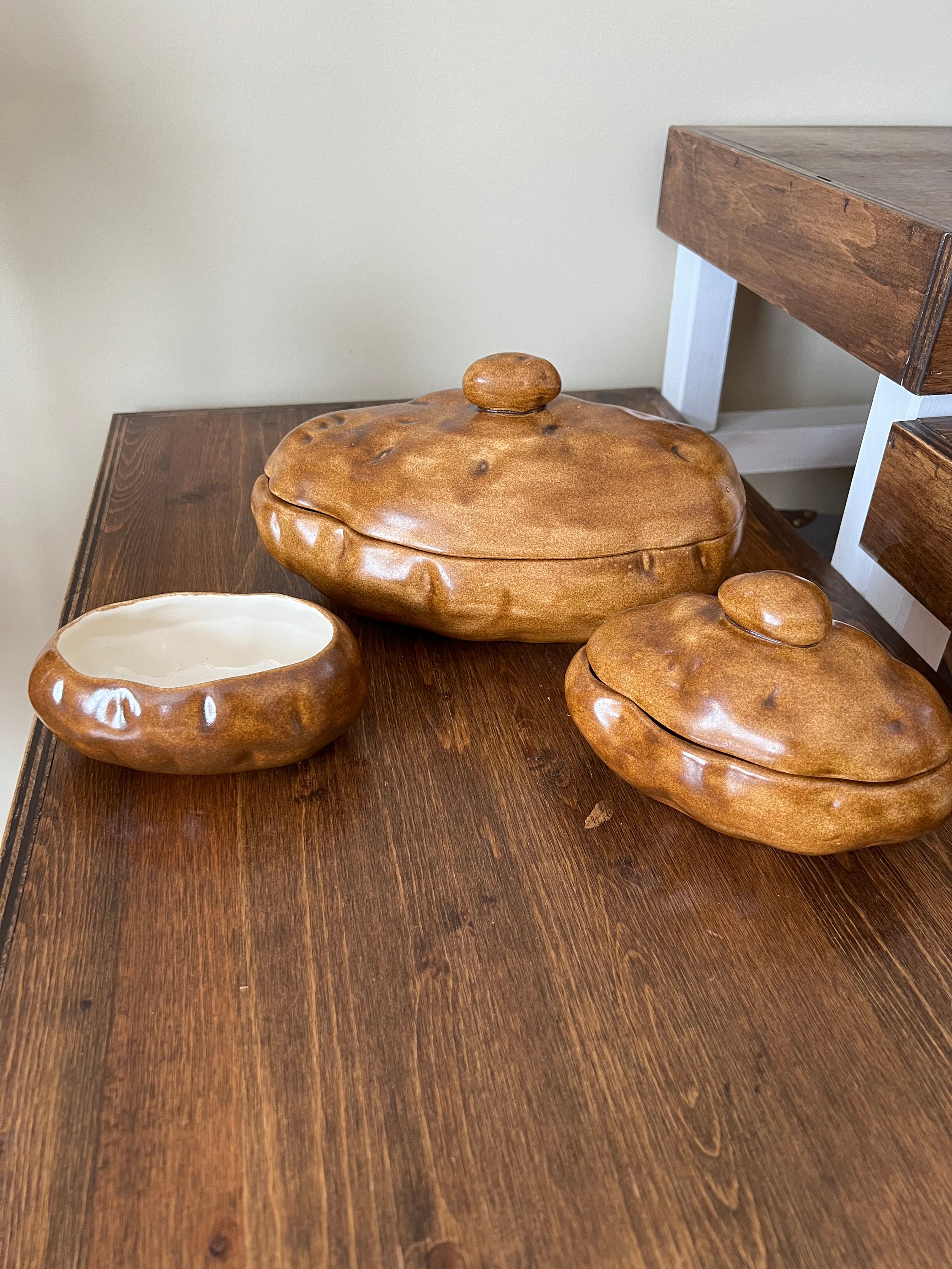 Ceramic Potato Serving Set Novelty Bowls Decor Mid Century Kitchen ...
