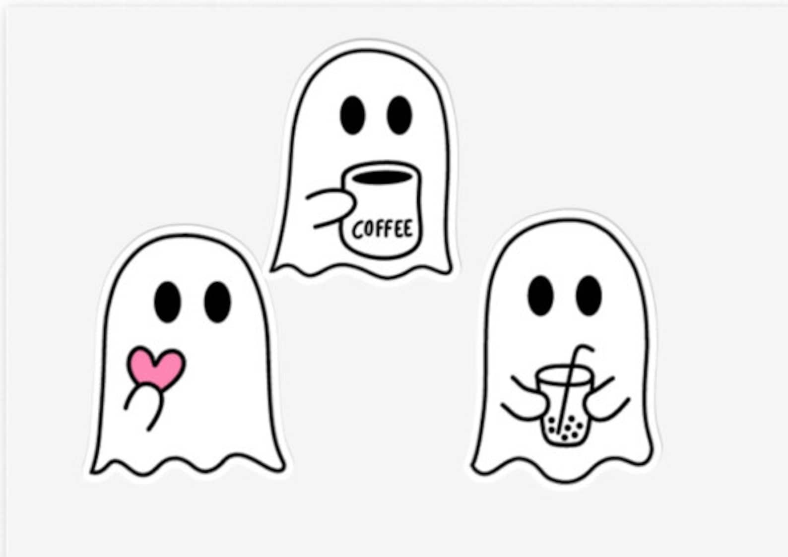 Cute Ghost Sticker Set for Halloween and Fall Gifts Boba - Etsy