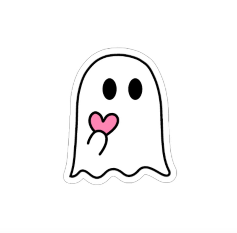 Cute Ghost Holding Heart Vinyl Sticker Halloween and Fall-themed Gift ...