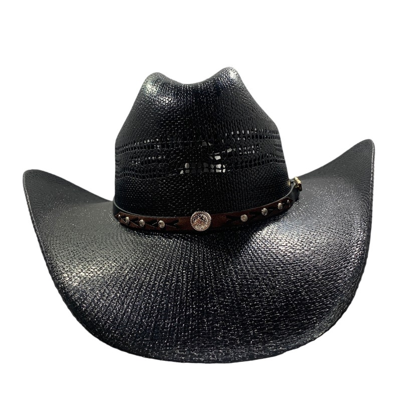 Black Straw Cowboy Hat - Etsy