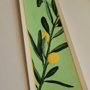Hand Painted Olive Branch Bookmark, Watercolor Art, Green Leaves and ...