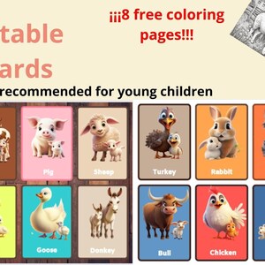 Printable Flashcards 24 Flashcards of Farm Animals Animated - Etsy