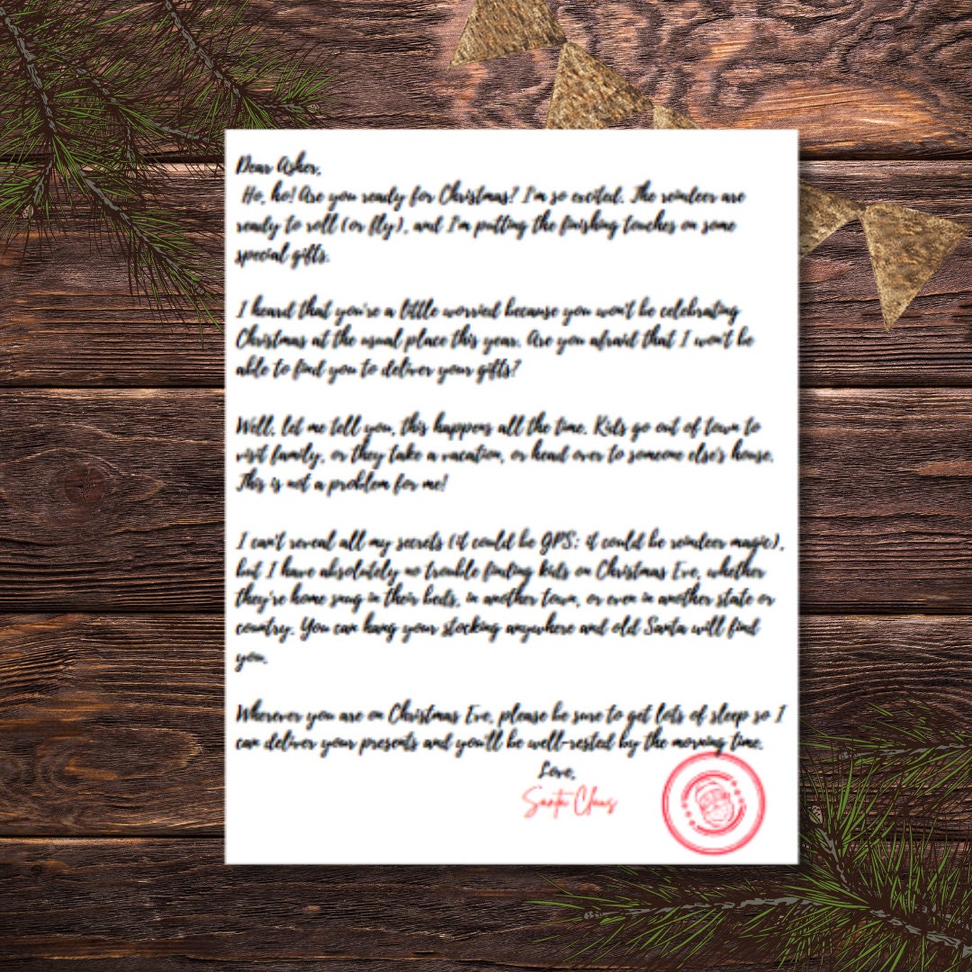 Editable Letter From Santa for Kids Traveling at Christmas - Etsy