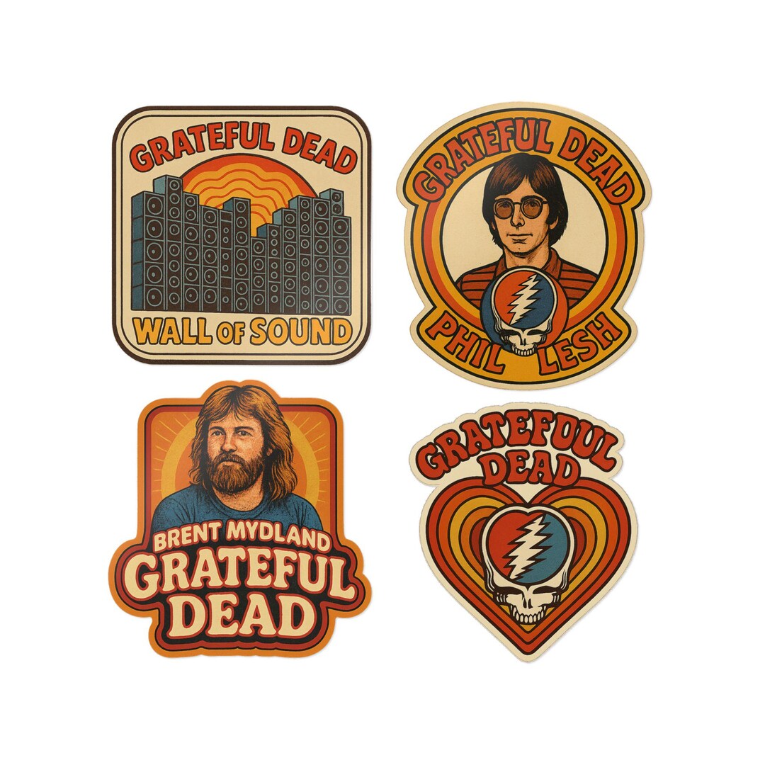 Grateful Dead Sticker Set: Retro Rock, Psychedelic Art - Etsy