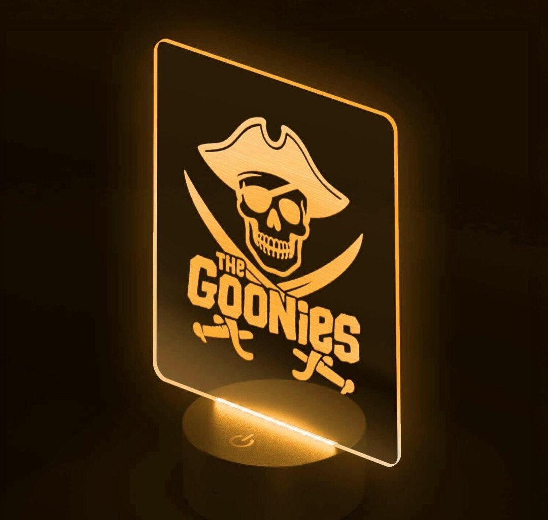 Goonies Inspired LED Sign Retro 80s Movie Lamp Glowing Skull and Swords ...