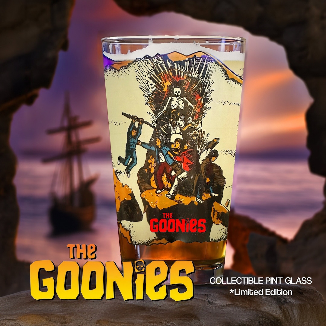 THE GOONIES Pint Glass Tribute, Retro Commemorative Glassware, 16oz ...