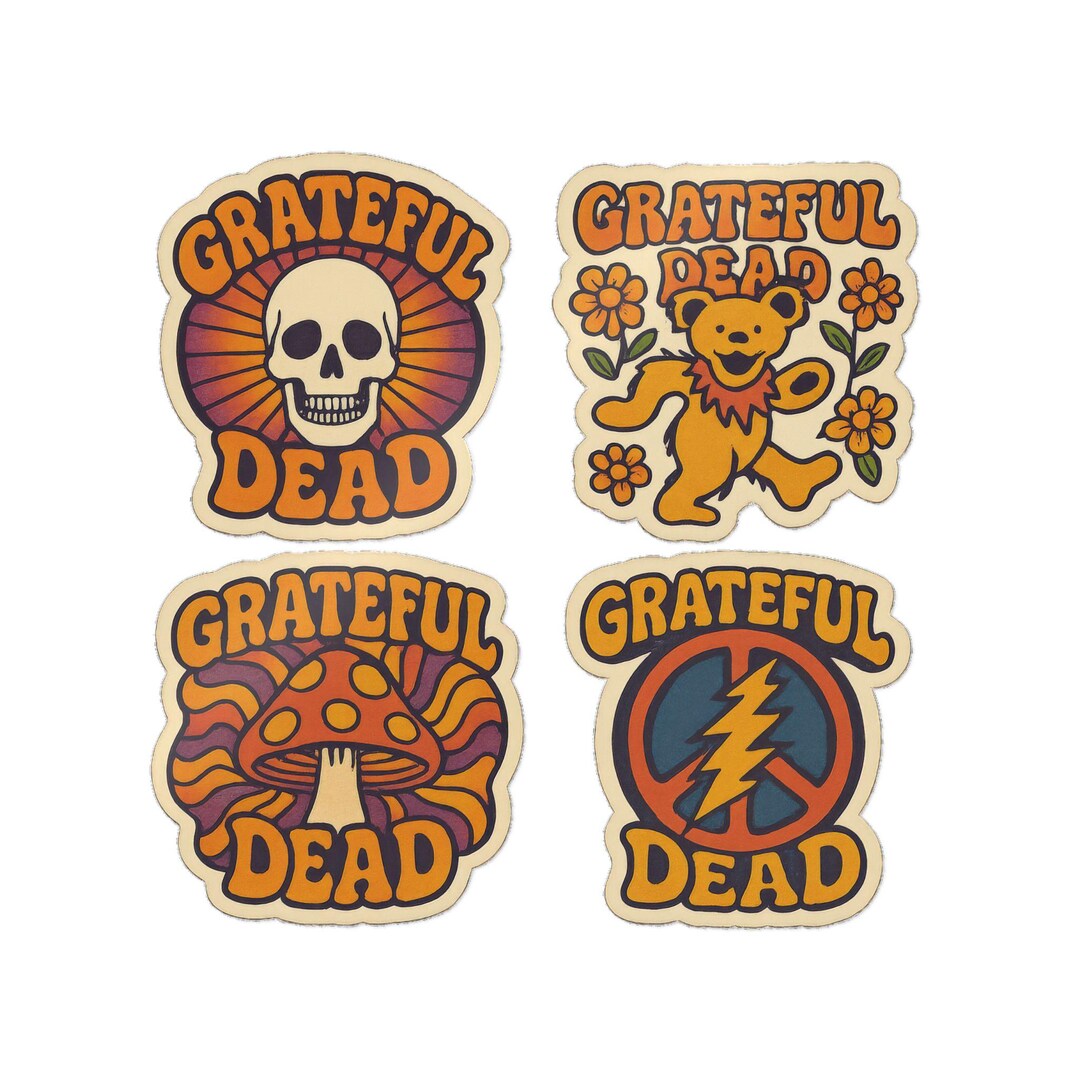 Vintage-inspired Grateful Dead Die-cut Stickers: Assorted Designs for ...