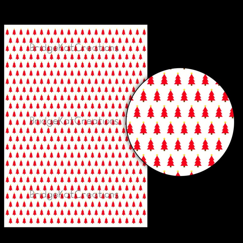 1cm Red Christmas Trees A4 Paper Photo Image for Print Scrapbooking ...