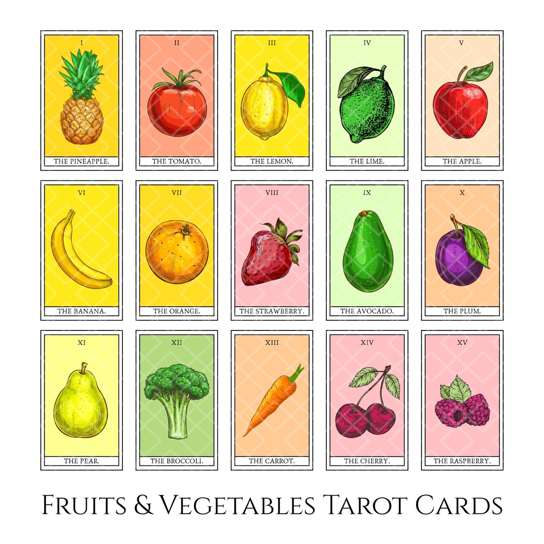 Fruit & Veggie Tarot Deck: 44 Illustrated Oracle Cards (digital Download) - Etsy