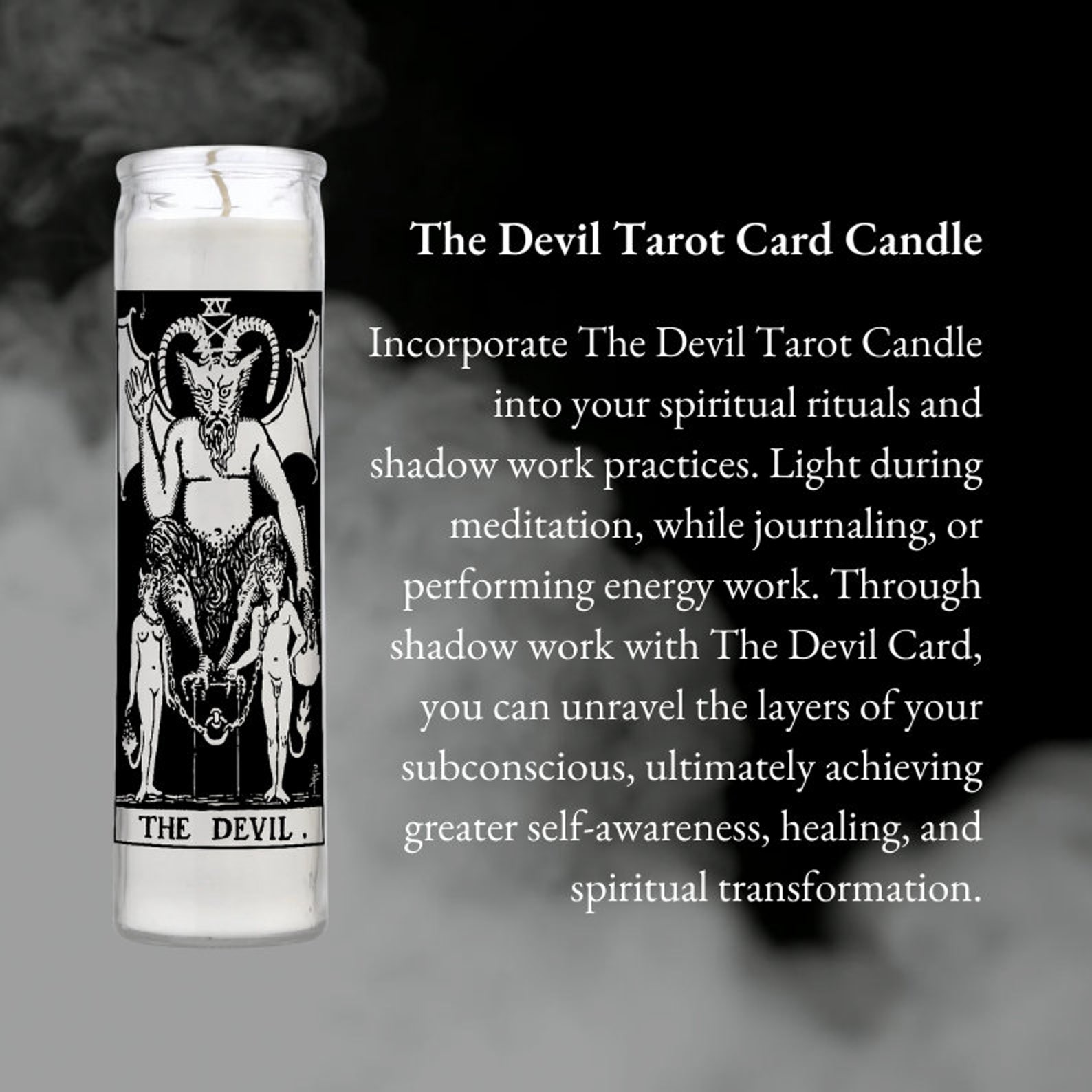 The Devil Tarot Card Rider-waite Prayer Divination Spell Candle 8 In. Dark Occult Shadow Work ...