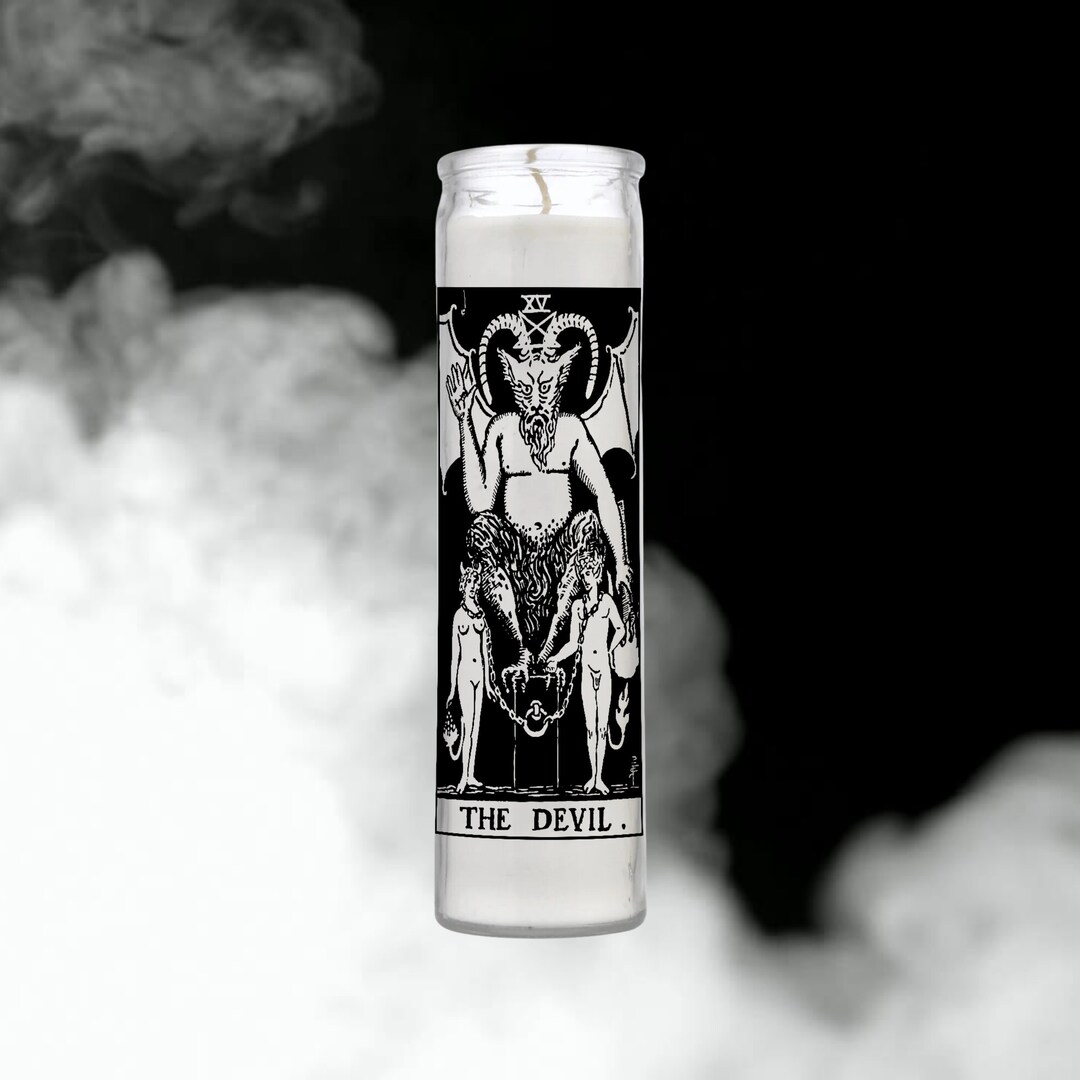 The Devil Tarot Card Rider-waite Prayer Divination Spell Candle 8 In. - Dark Occult Shadow Work ...