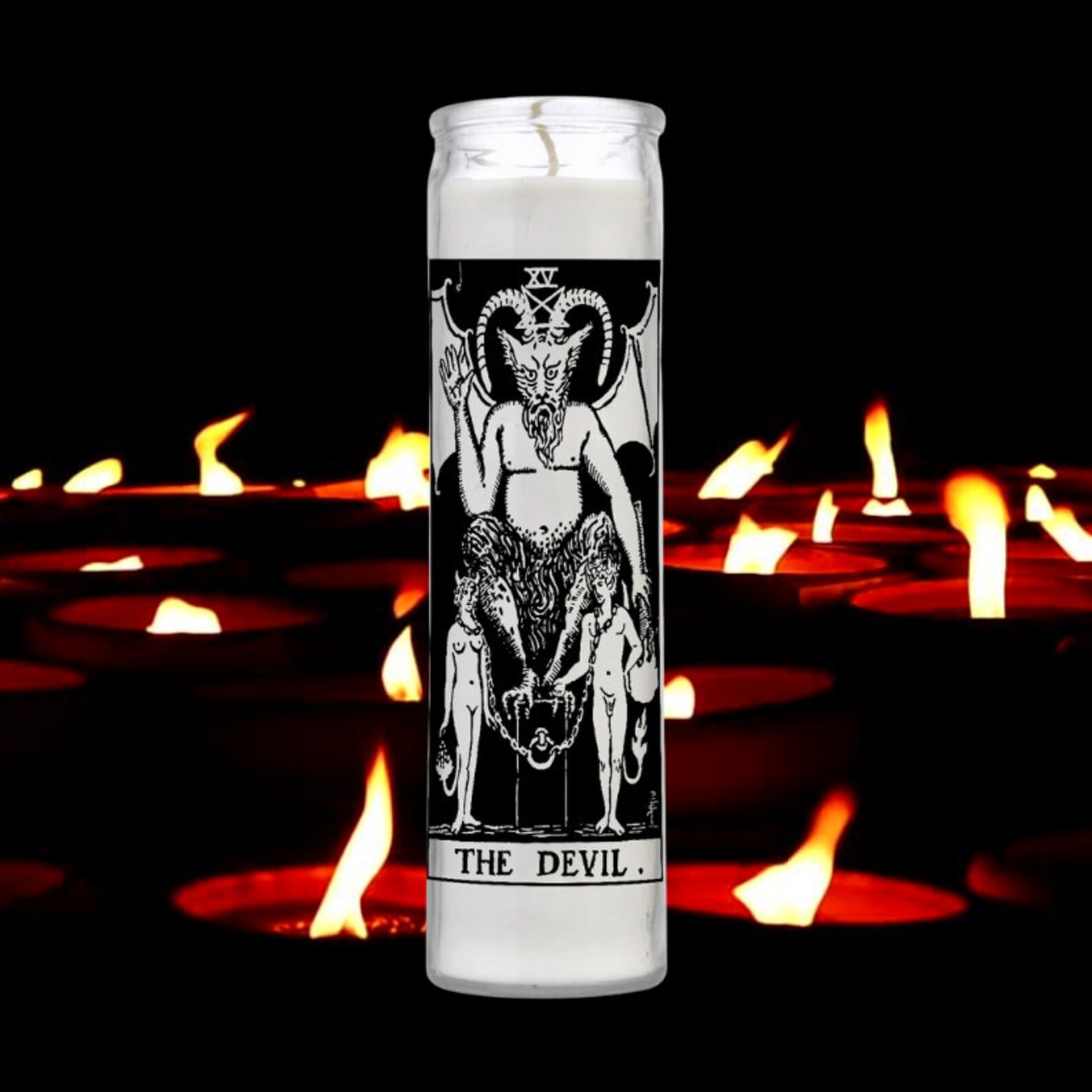 The Devil Tarot Card Rider-waite Prayer Divination Spell Candle 8 In. Dark Occult Shadow Work ...