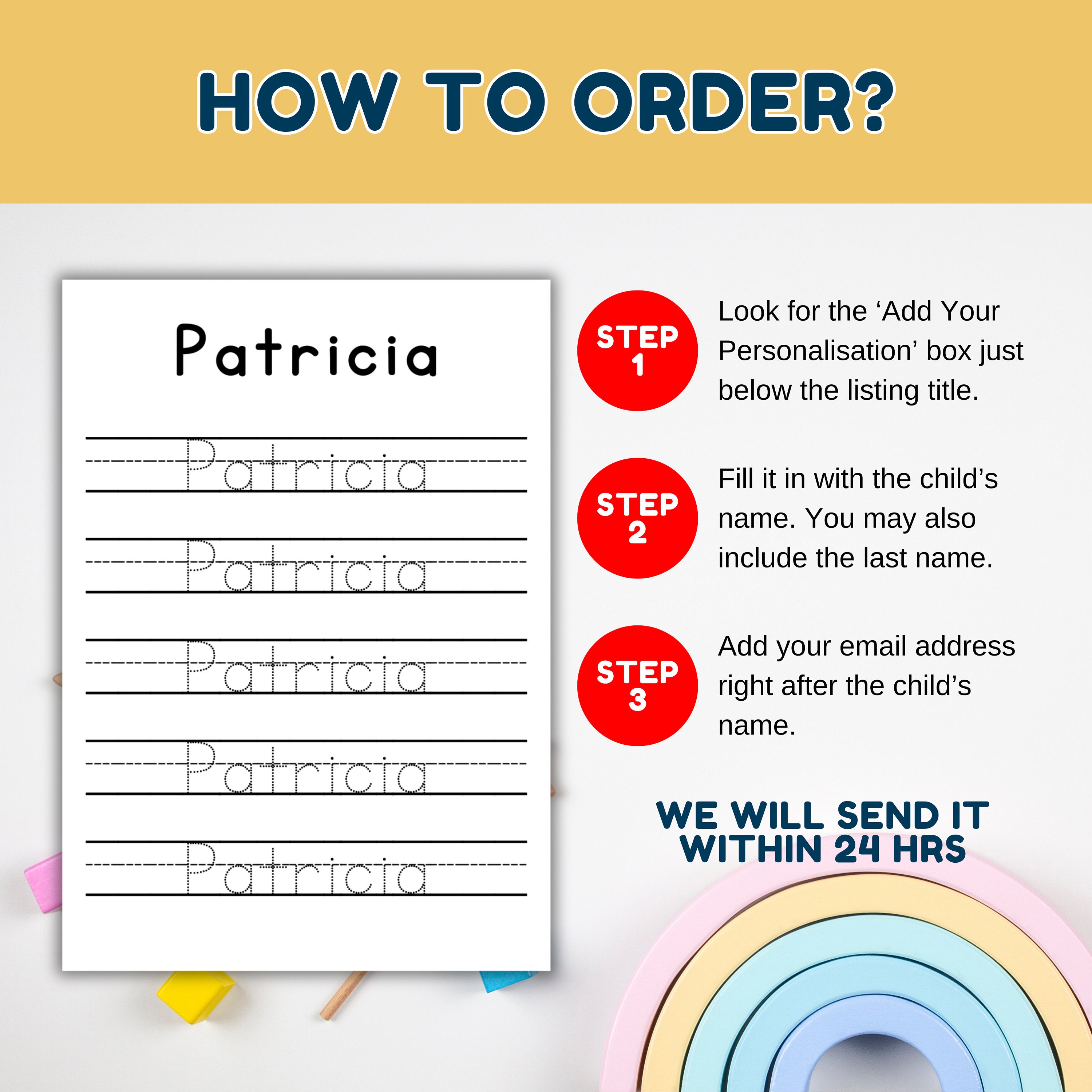 A4 Size Handwriting Practice, Name Tracing, Custom Name Tracing, Name ...