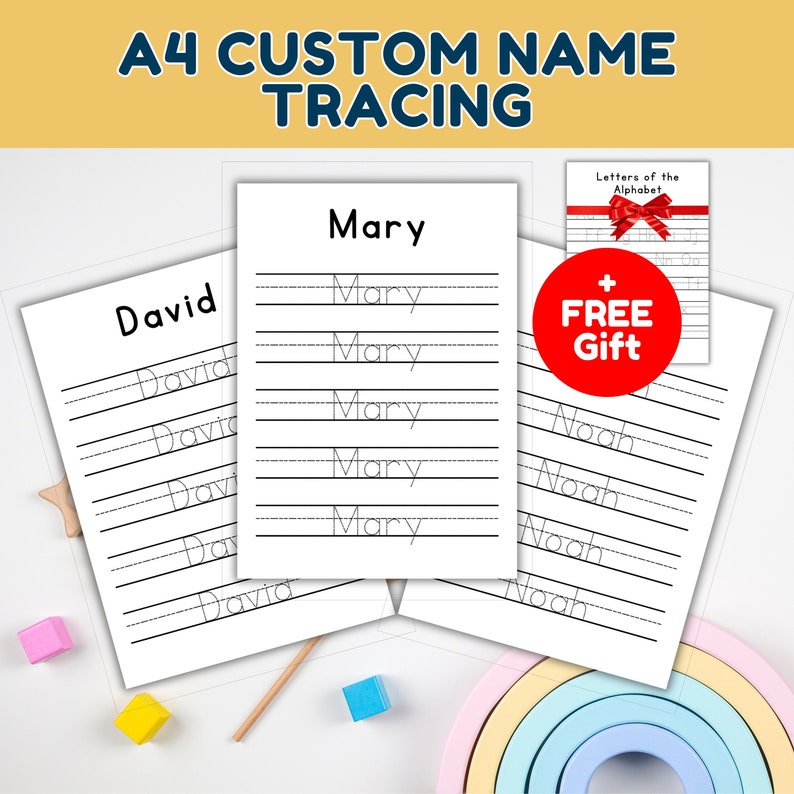 A4 Size Handwriting Practice, Name Tracing, Custom Name Tracing, Name ...