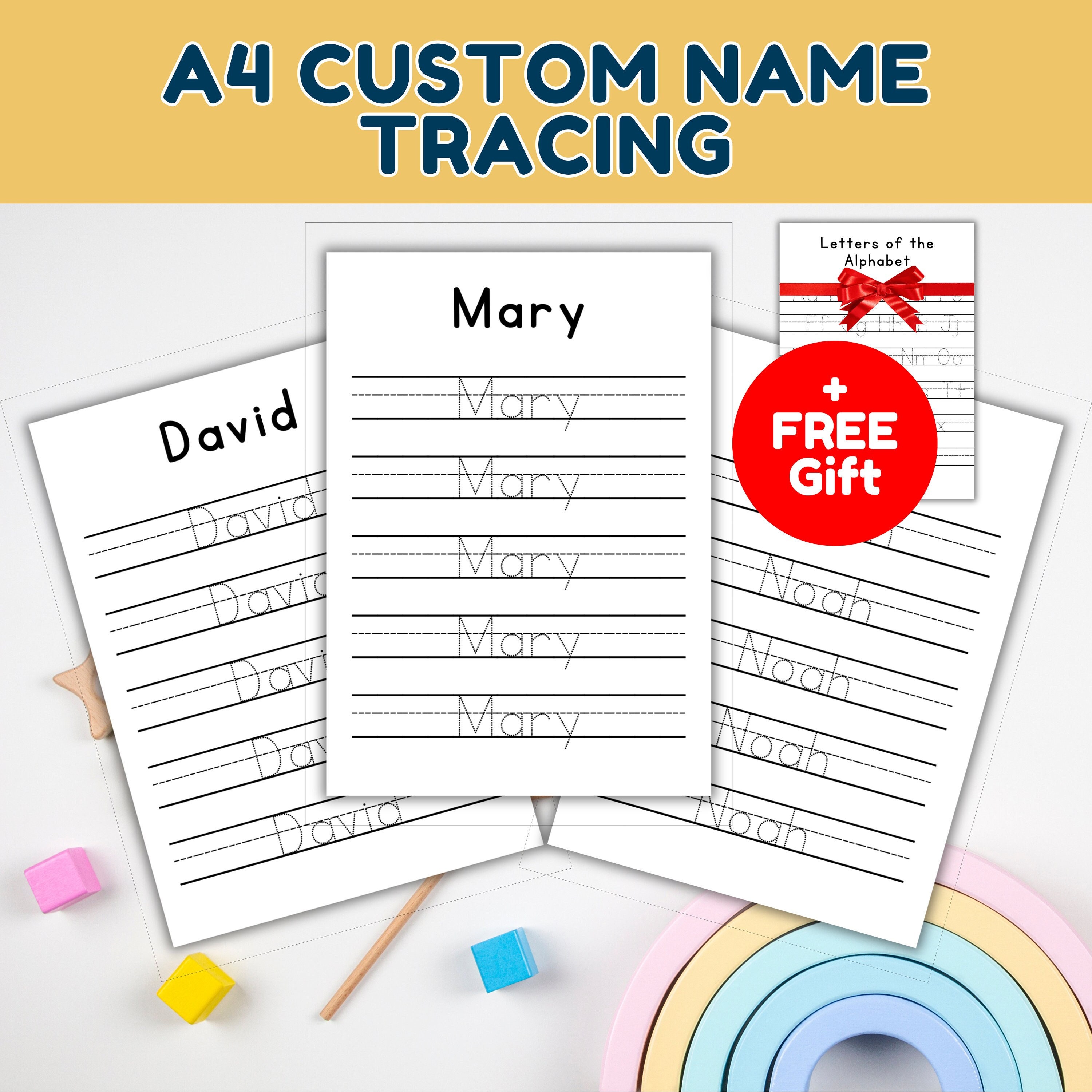 A4 Size Handwriting Practice, Name Tracing, Custom Name Tracing, Name ...
