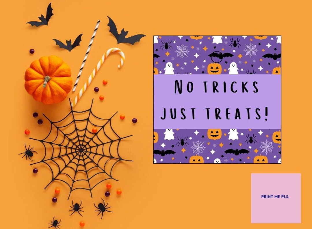 No Tricks Just Treats - Halloween Printable Gift Tag - Etsy