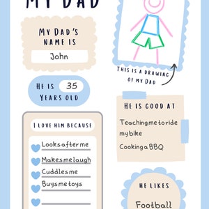 Todo sobre mi papá Día del Padre imprimible recuerdo artesanal A4 ...