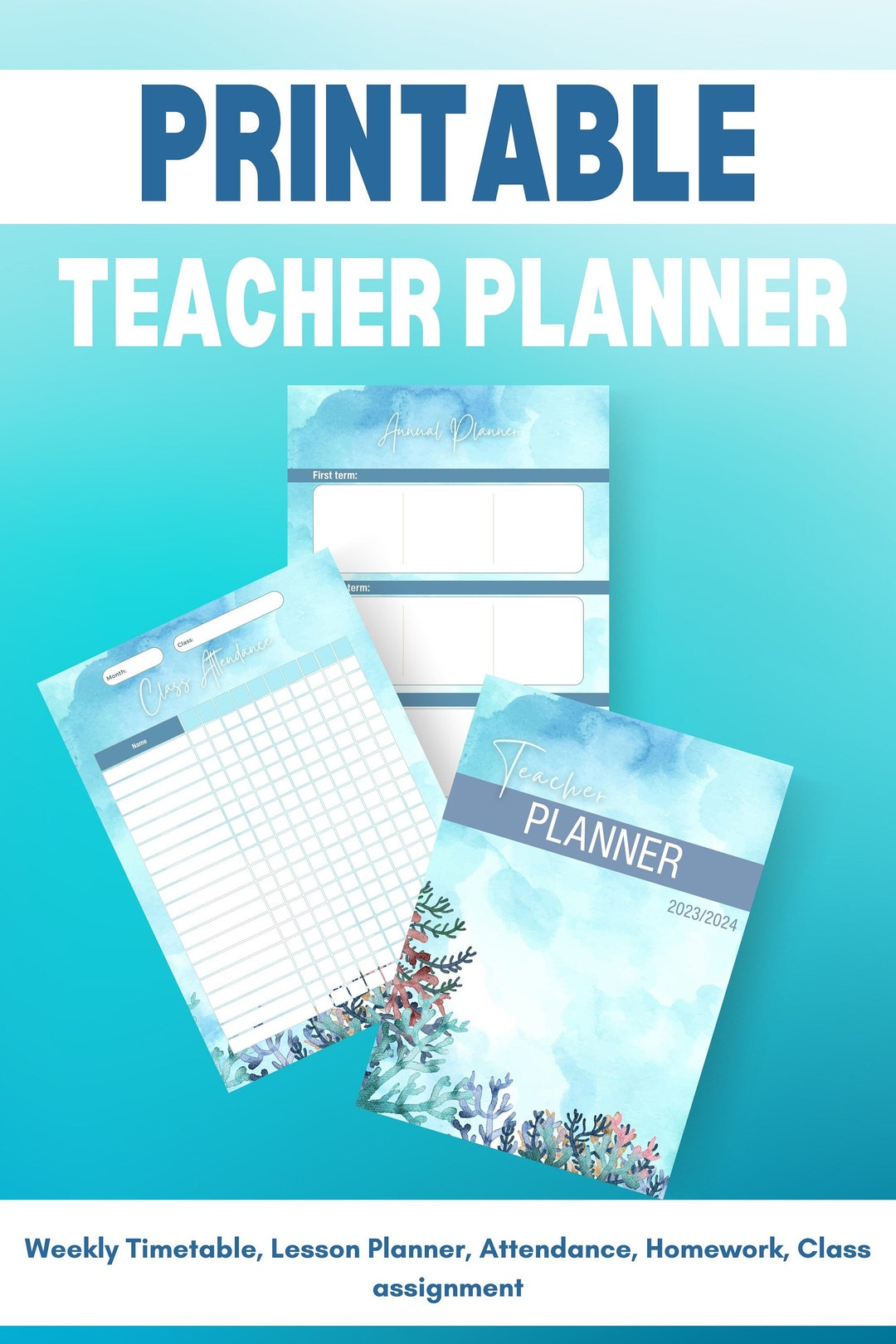 Digital Download, Printable, Teacher Planner, Academic Planner, Weekly ...